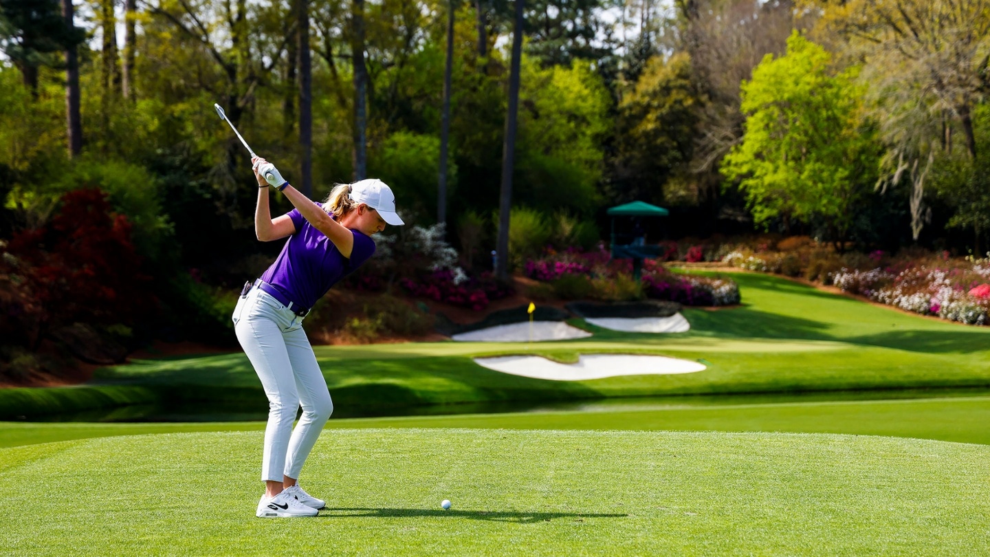 Anna Morgan of the United States plays her stroke from the No. 12 tee ...